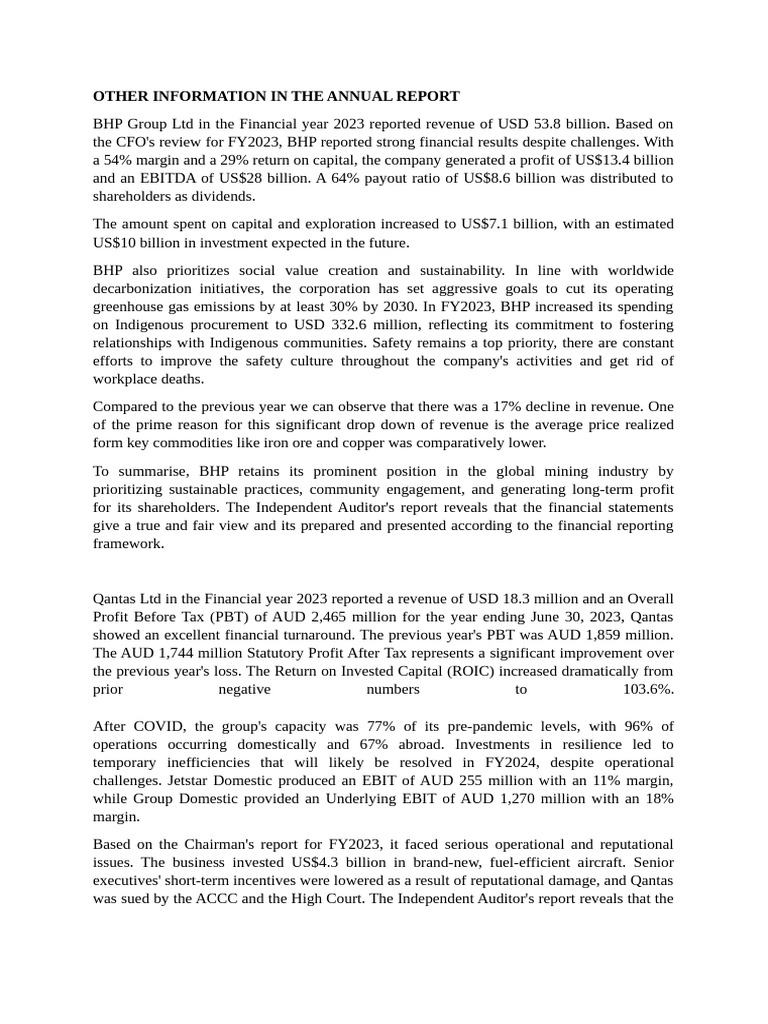 Other Information in The Annual Report | PDF