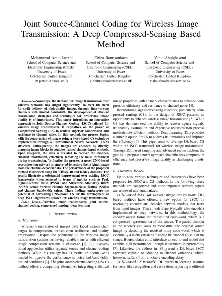 Joint Source-Channel Coding For Wireless Image Transmission A Deep Compressed-Sensing Based | PDF
