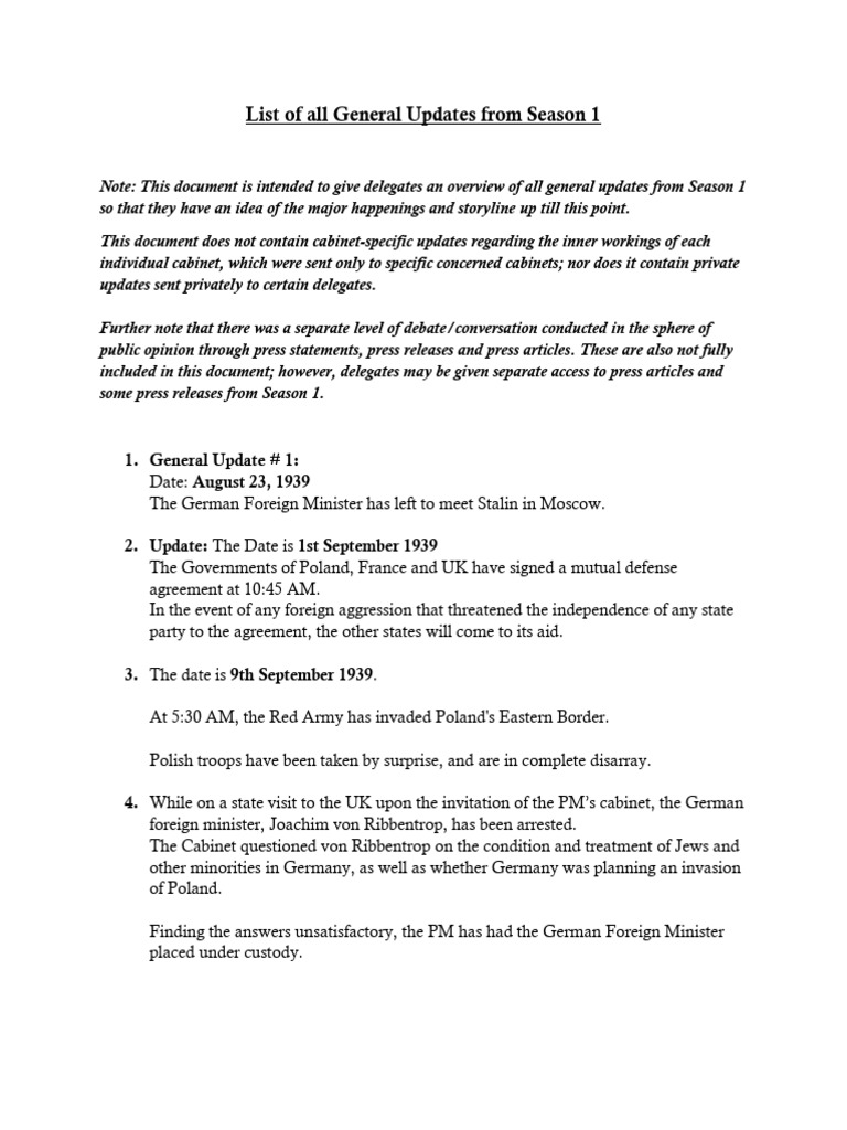 All Updates From Season 1 | PDF
