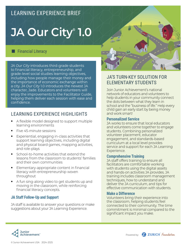 JA Our City Program Brief 24-25 | PDF | Cognition | Behavior Modification