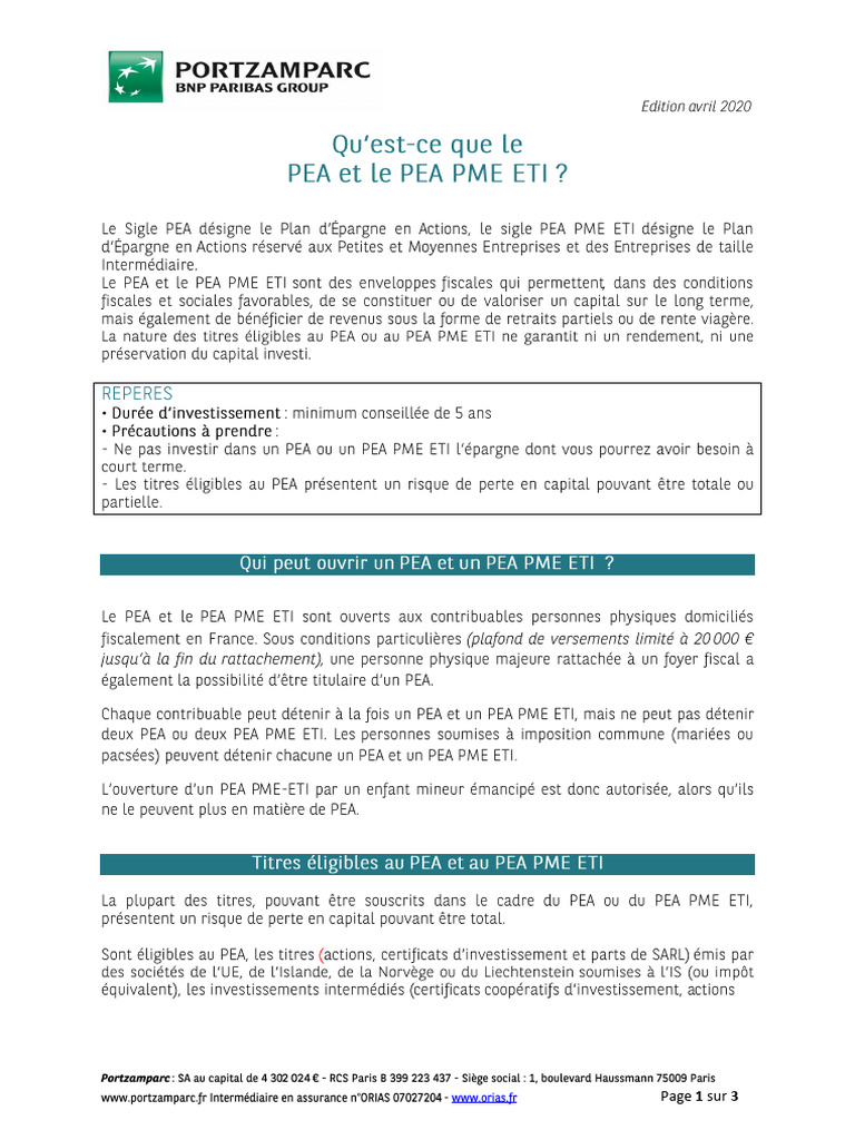 FICHE_PEA PME | PDF