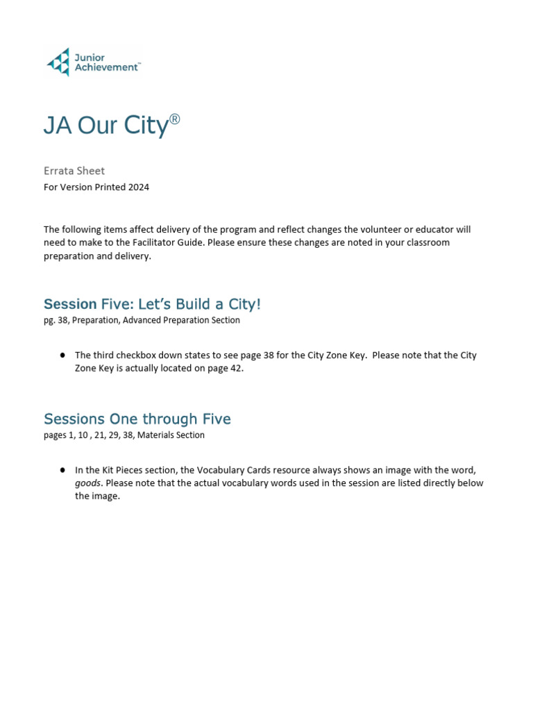 Eratta Sheet For Version Printed 2024 | PDF | Art