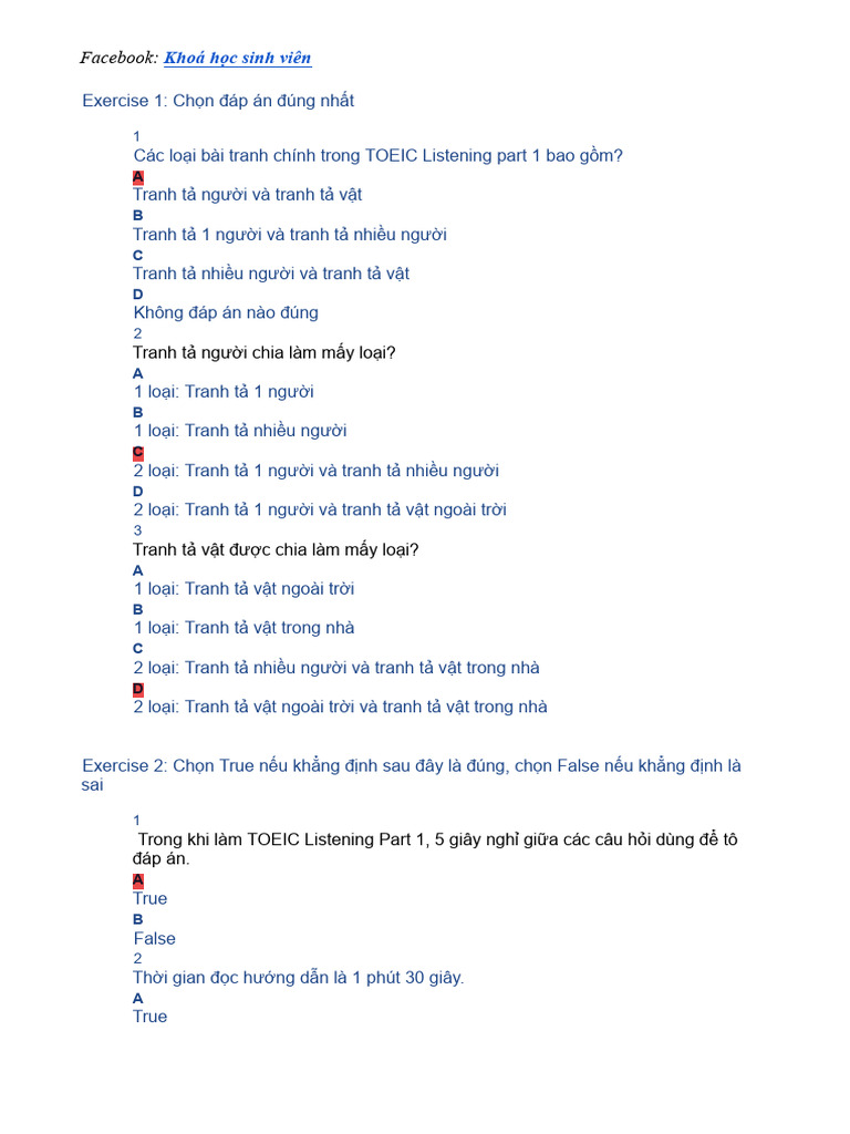 Luyen Tap - Dap An | PDF