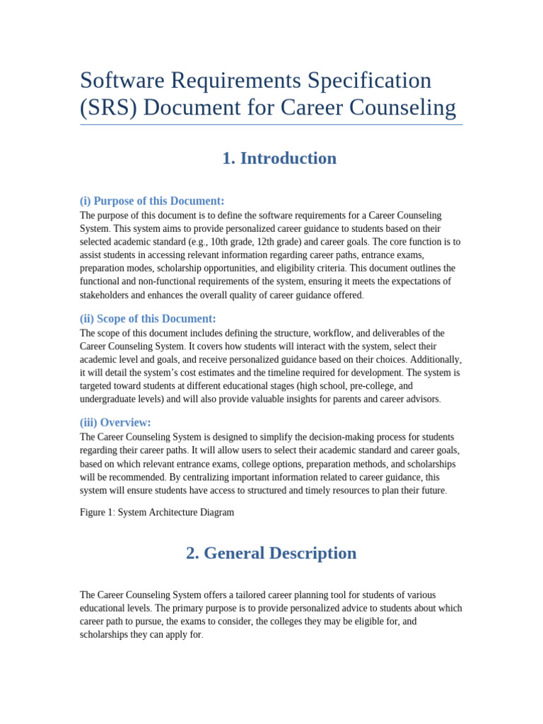 Career Counseling SRS Updated | PDF