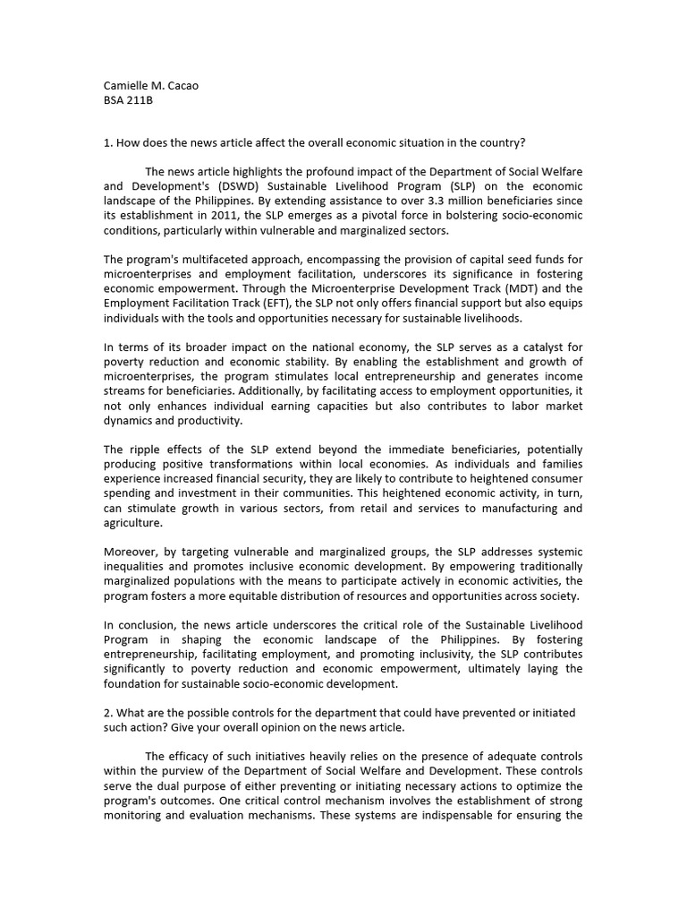 Cacao, Camielle - Research News Article | PDF | Poverty Reduction | Employment