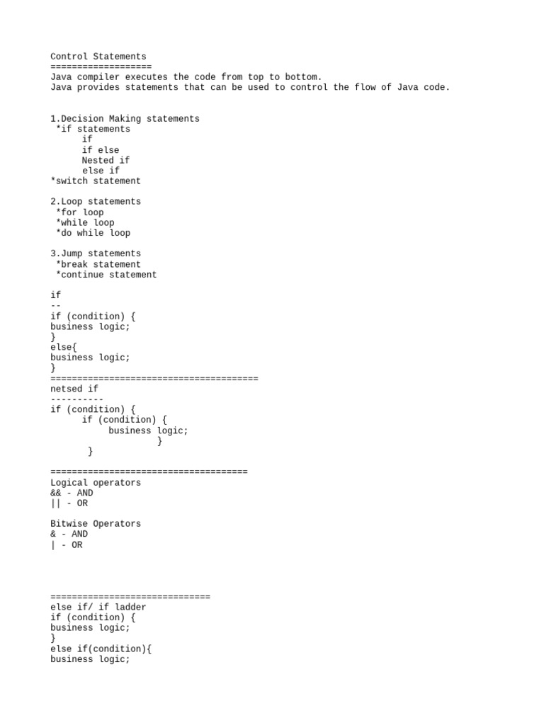 8.controls Statements Day-1 | PDF