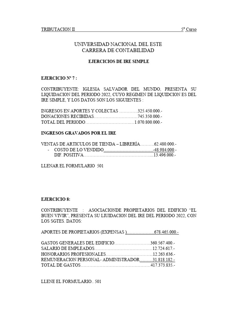 Ejercicio #7 y 8 - Ire Simple | PDF