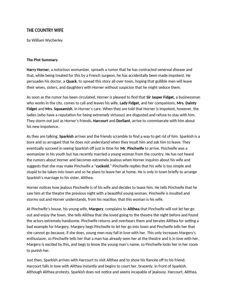 The Country Wife Summary | PDF