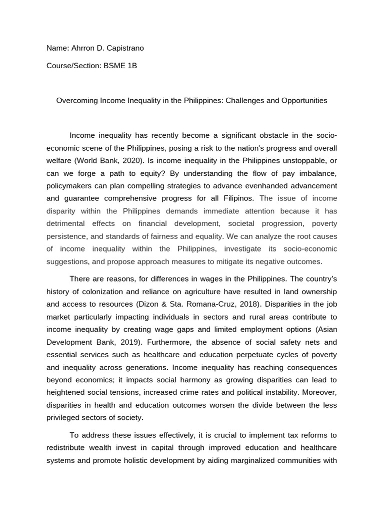 Overcoming Income Inequality in the Philippines | PDF
