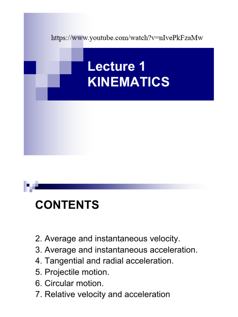 1.chapter 1 - Kinematics | PDF