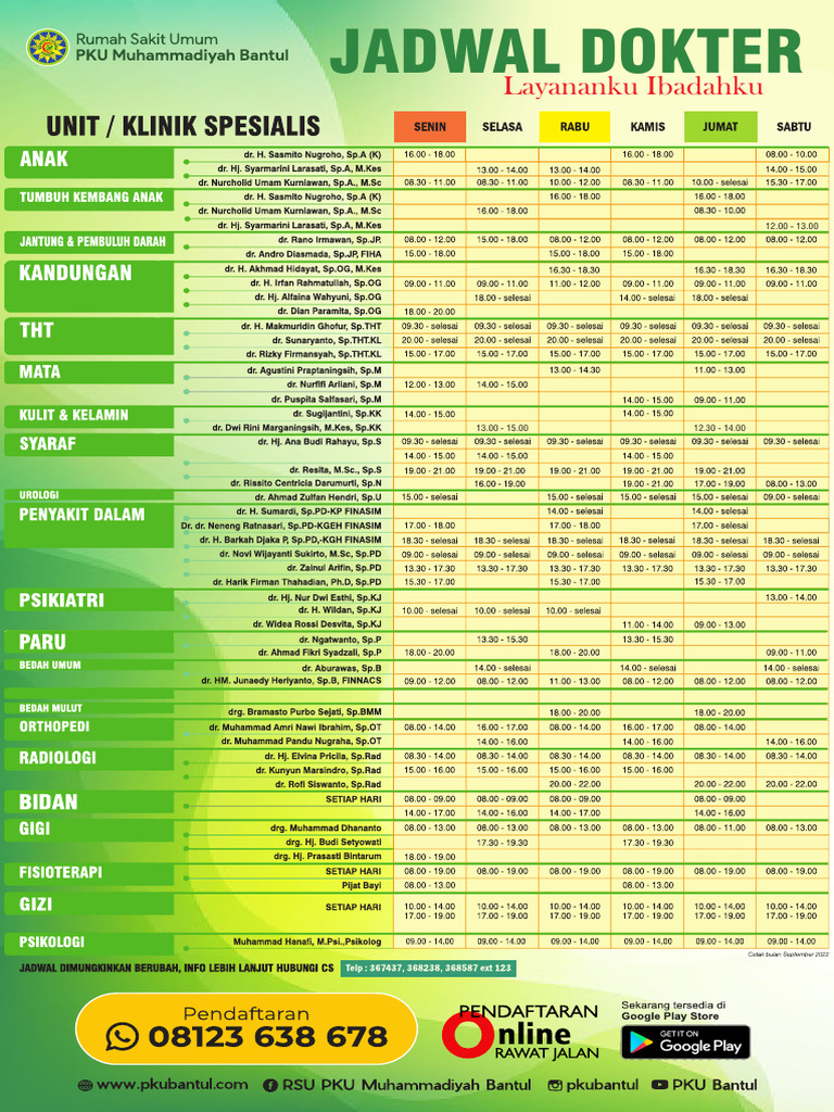 Jadwal Dokter - Okt | PDF