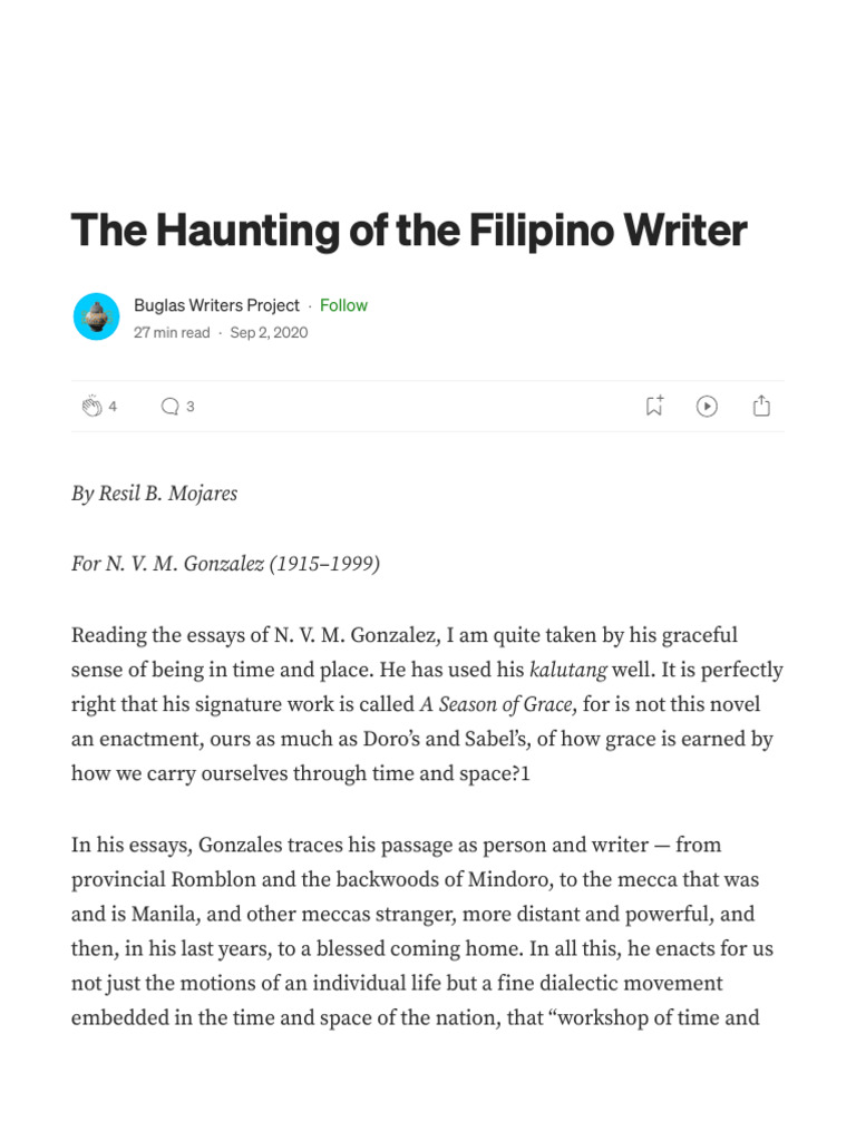 The Haunting of The Filipino Writer - by Buglas Writers Project ...