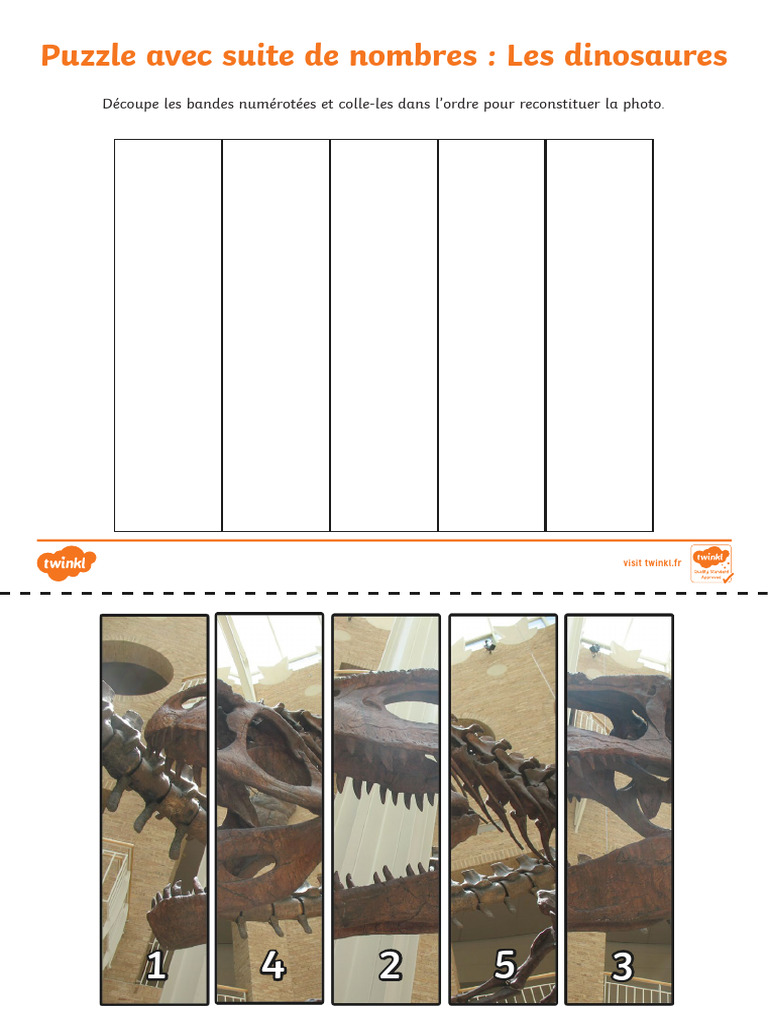Puzzle Avec Suite de Nombres Les Dinosaures | PDF
