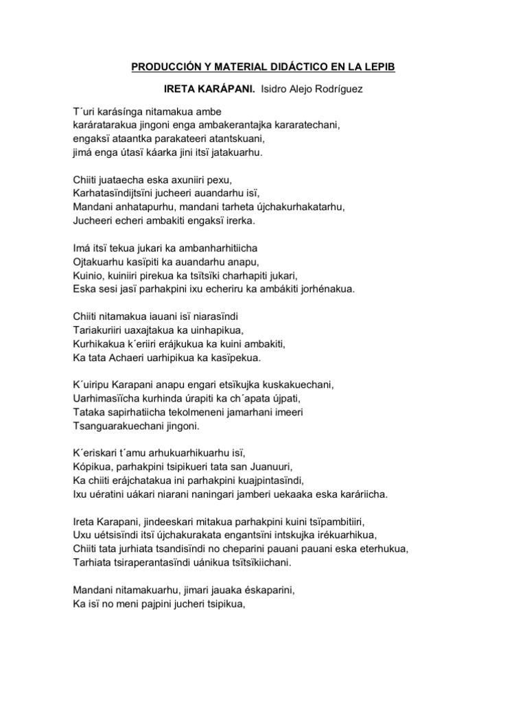 Poemas Cortos en Purépecha y Español | PDF | Naturaleza
