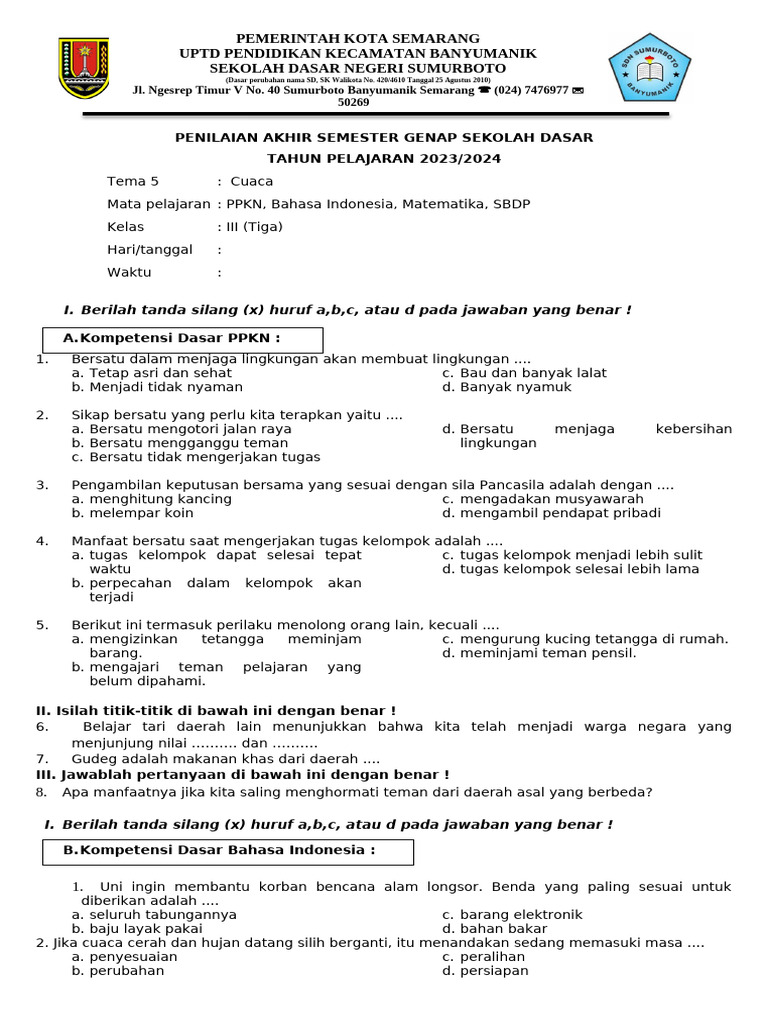 SOAL PAS TEMA 5 | PDF