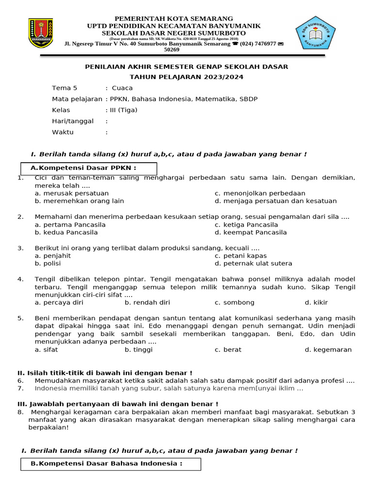 Soal Pas Tema 7 | PDF