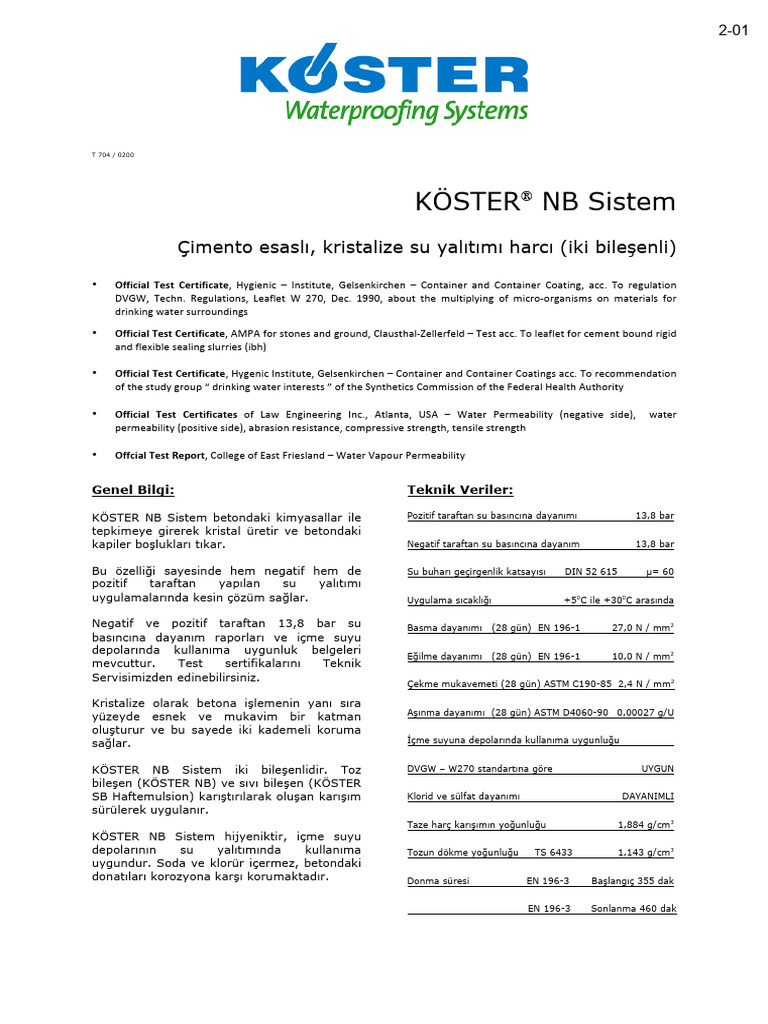 0200 Koster NB Sistem TF | PDF