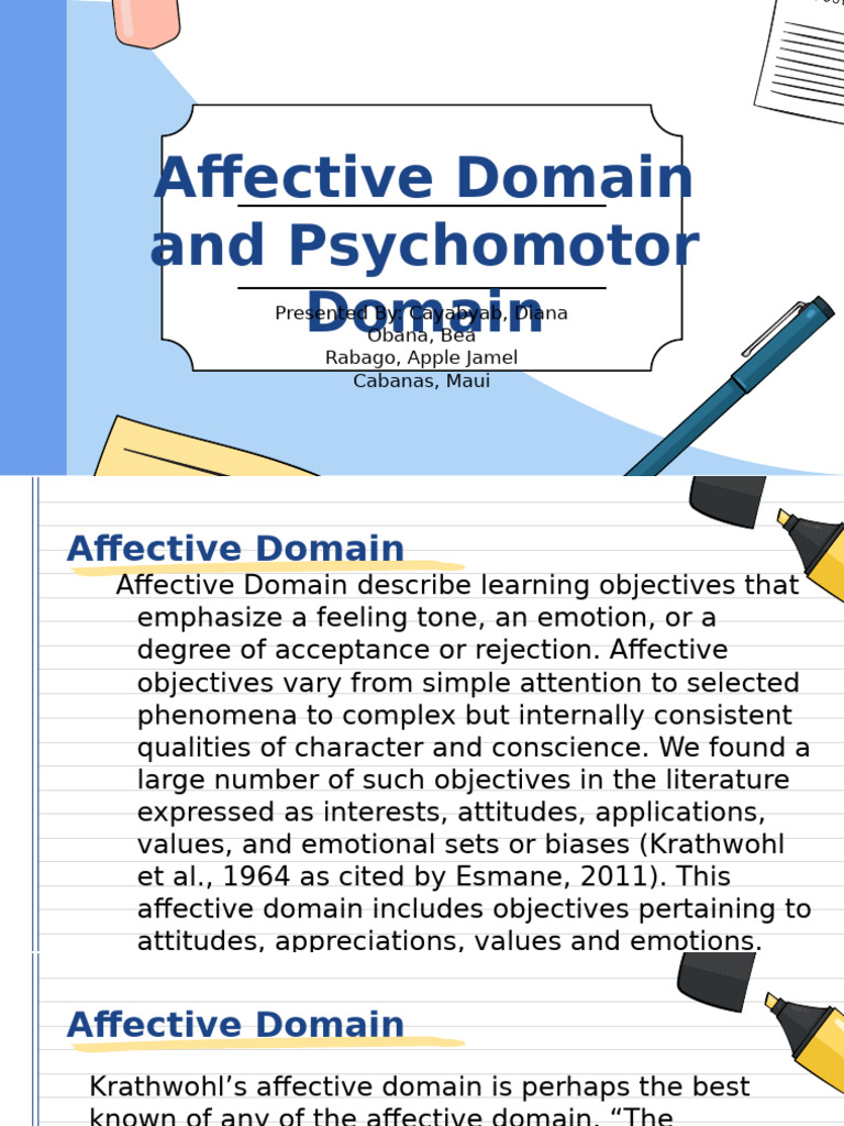 Affective and Psychomotor Domain | PDF