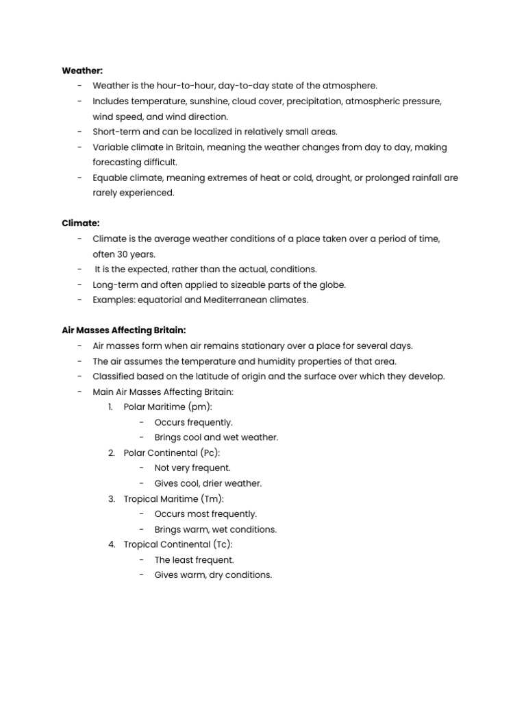 Weather and Climate Notes | PDF
