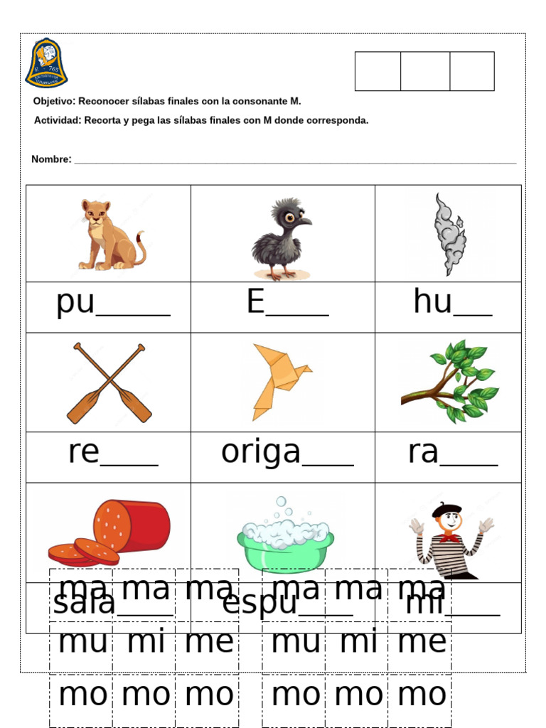 Guía Silaba Final M | PDF