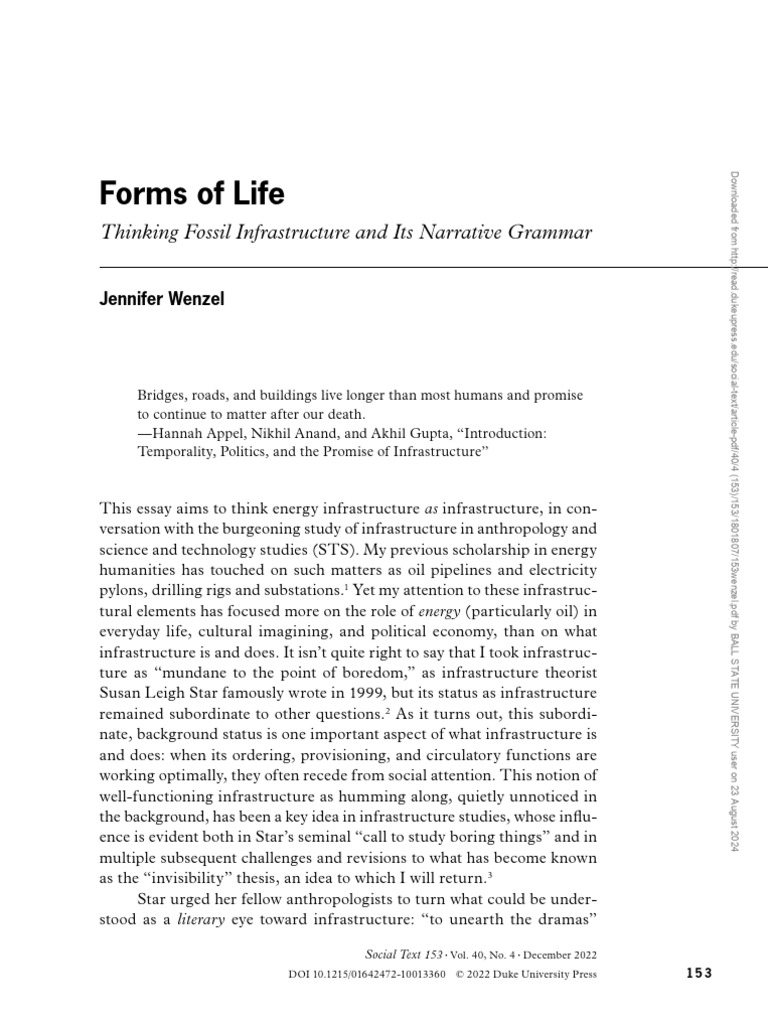Forms of Life Thinking Fossil Infrastructure and Its Narrrative Grammar ...