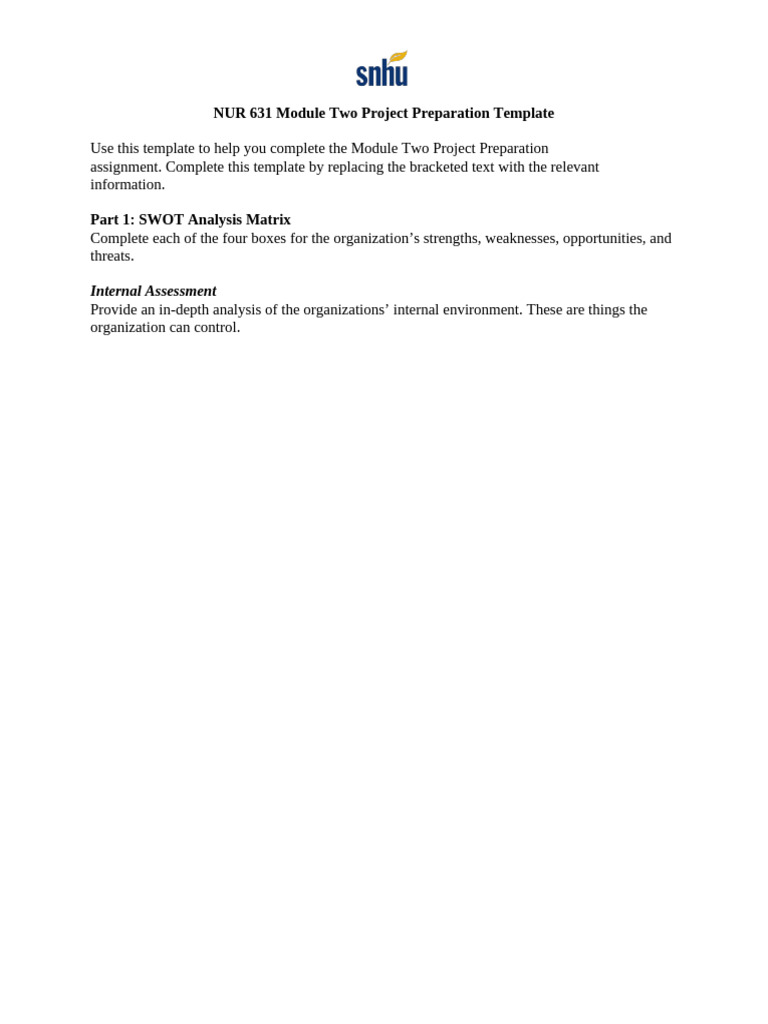 Nur 631 Module Two Project Preparation Template 1 | PDF | Health Care ...