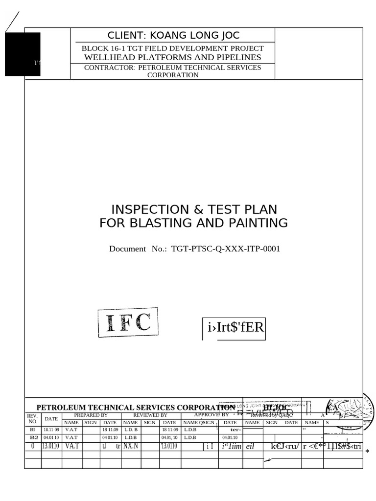 TGT-PTSC-Q-XXX-ITP-0001 - 0 - Inspection & Test Plan For Blasting and ...