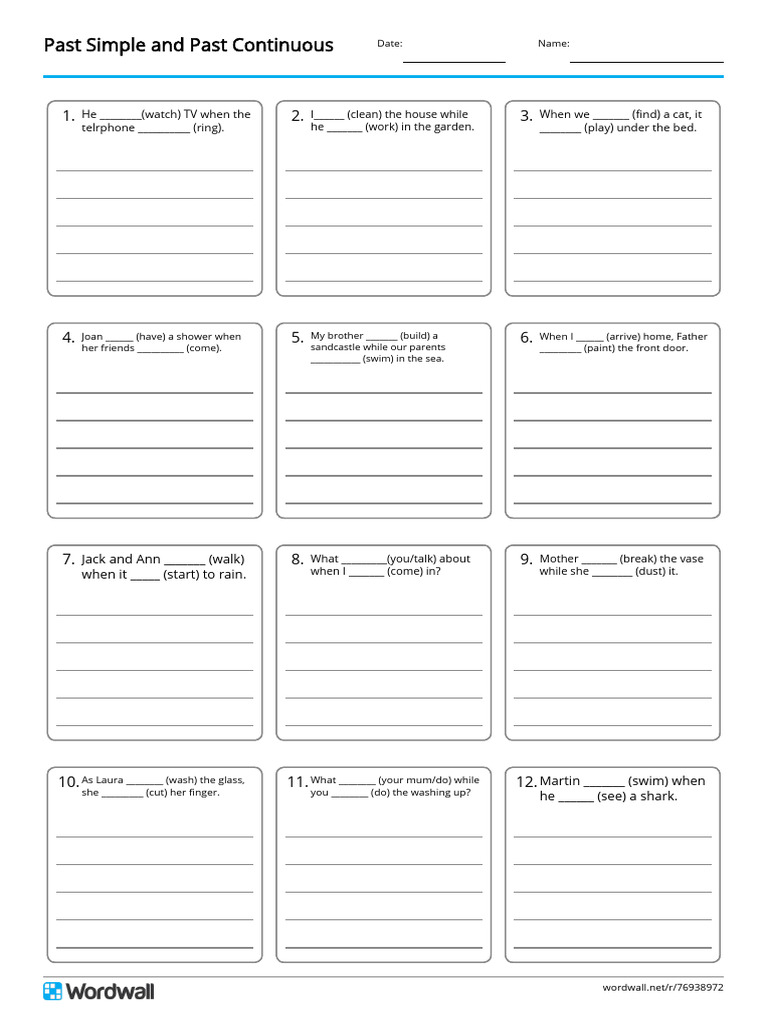 Past Simple and Past Continuous Writing Frame | PDF