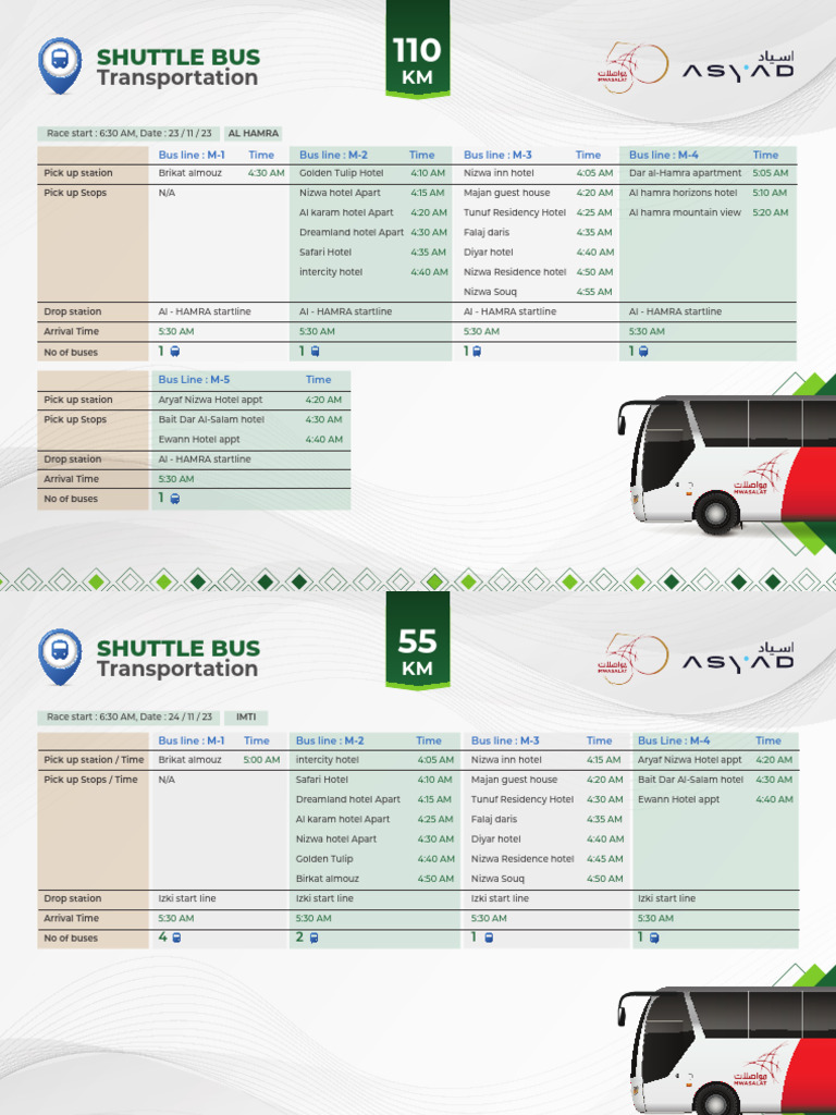 Al Hamra Bus Schedule Overview | PDF | Bus | Commercial Vehicles