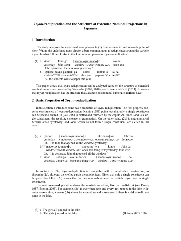 7oyuu Reduplication | PDF