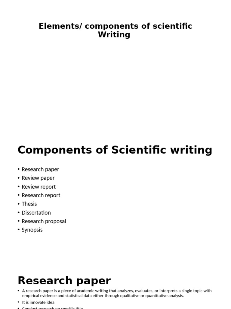 Components in Scientific Research | PDF