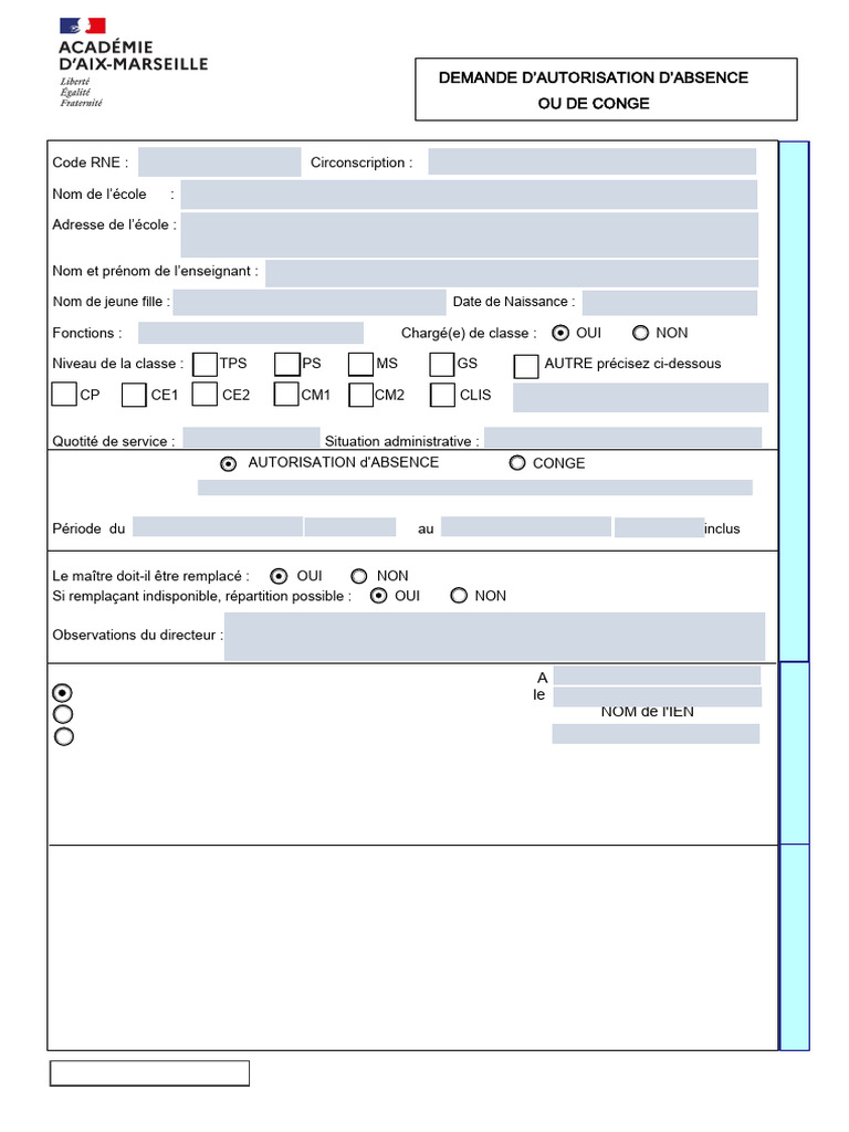 Formulaire Autorisation Absence | PDF