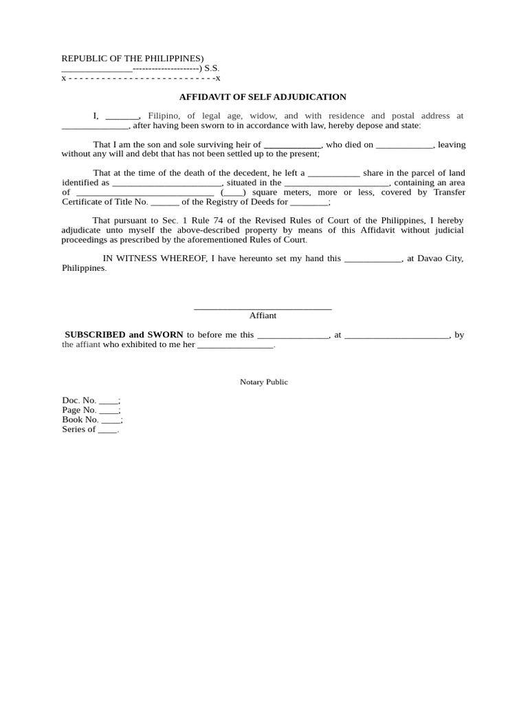 AFFIDAVIT-OF-SELF-ADJUDICATION Sample 3 | PDF