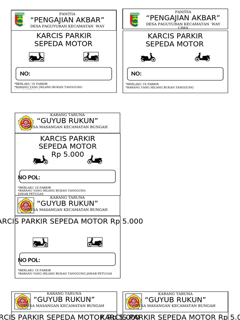 format karcis parkir doc | PDF
