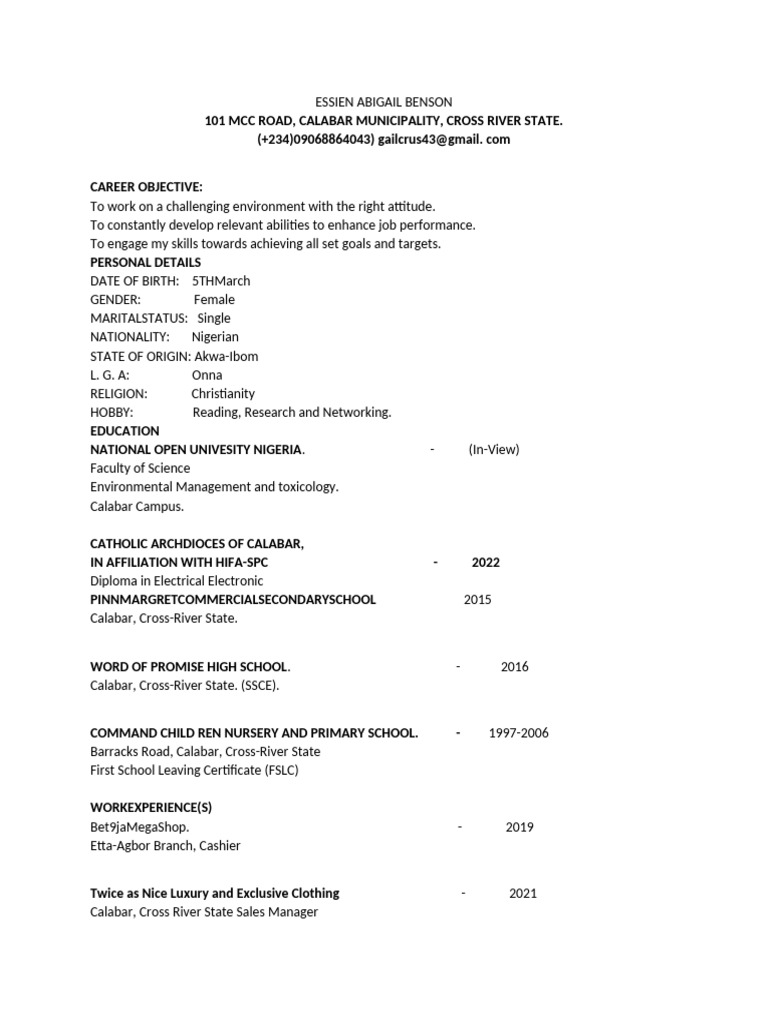 Essien Abigail Benson | PDF