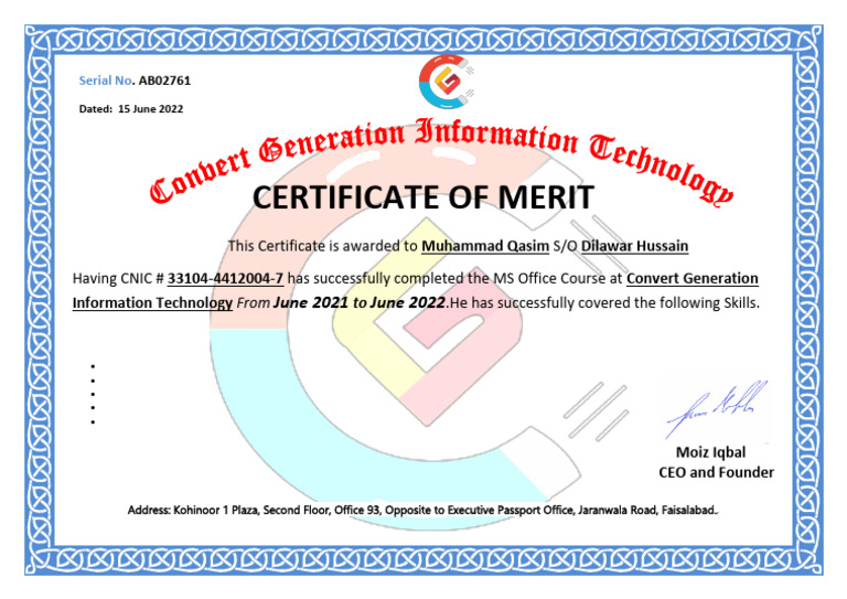 Certificate MS Office | PDF