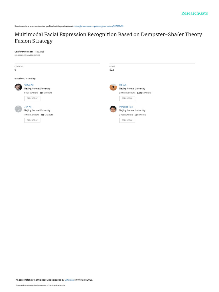 Multimodal Facial Expression Recognition Based On Dempster-Shafer ...