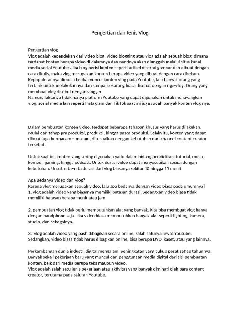 Apa Itu Vlog | PDF
