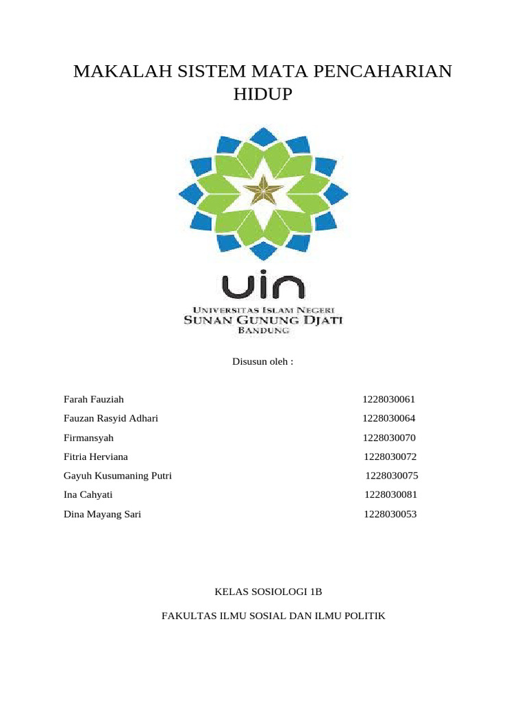 Makalah Sistem Mata Pencaharian Hidup | PDF
