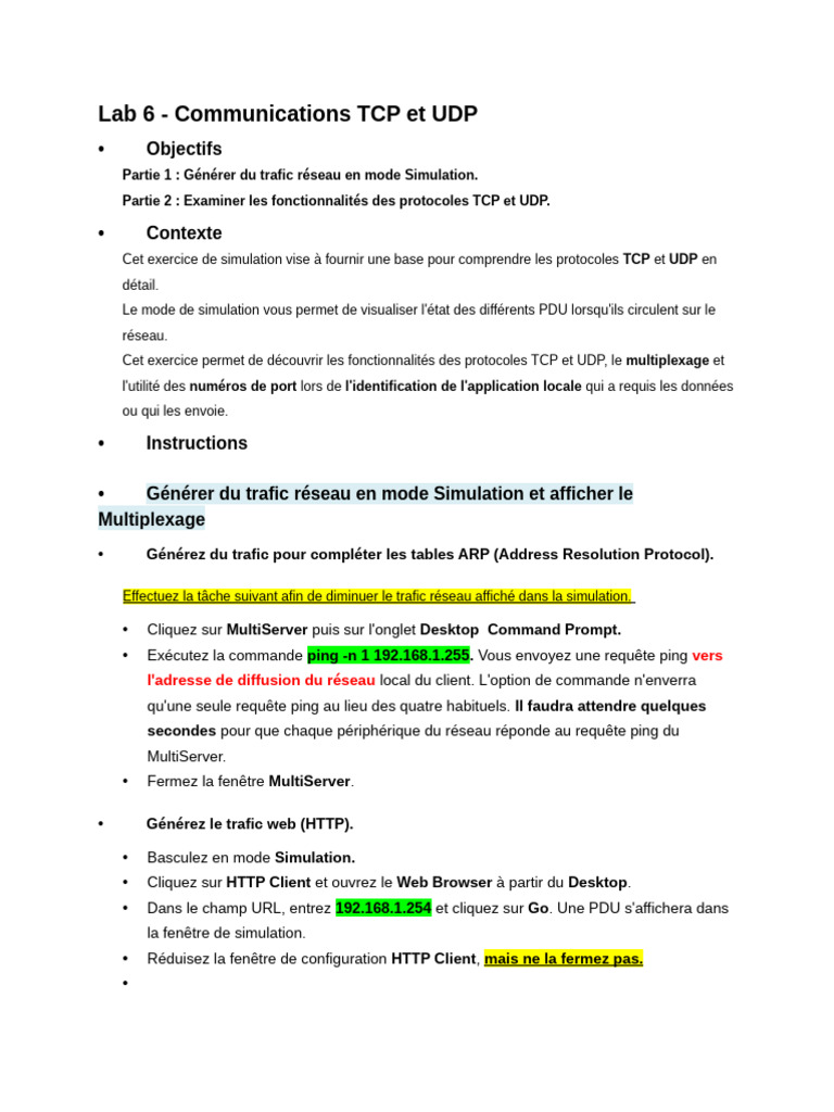 Lab6-Communications TCP Et UDP Edson Eugene | PDF