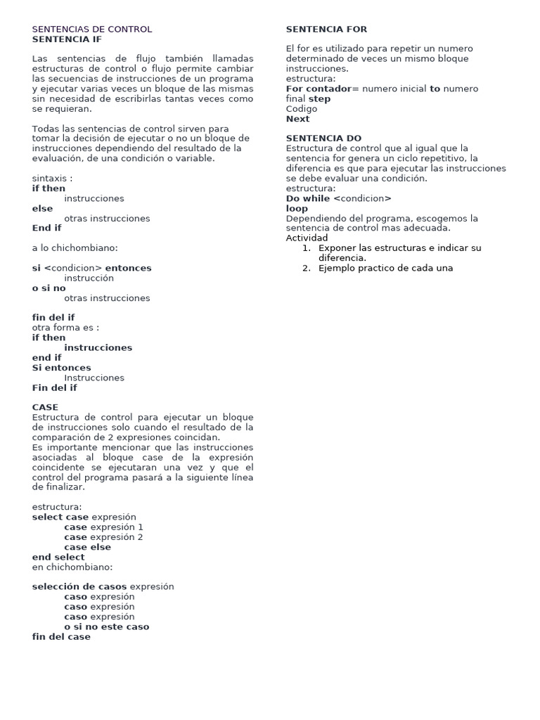 Sentencias de Control | PDF