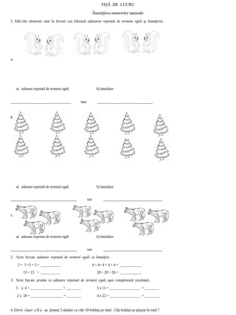 FIȘĂ DE LUCRU Adunarea Repetata | PDF