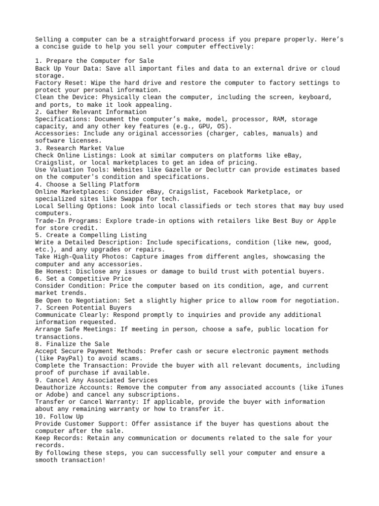 Sell A Computer | PDF