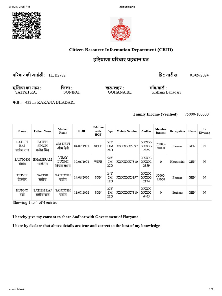 Tejvir Family Id | PDF