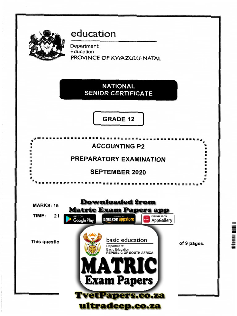 Acc Grade 12 Sept 2020 P2 and Memo | PDF