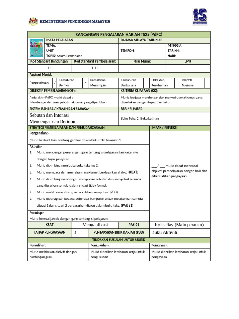 BM THN 4 TS25 (Unit 1) | PDF