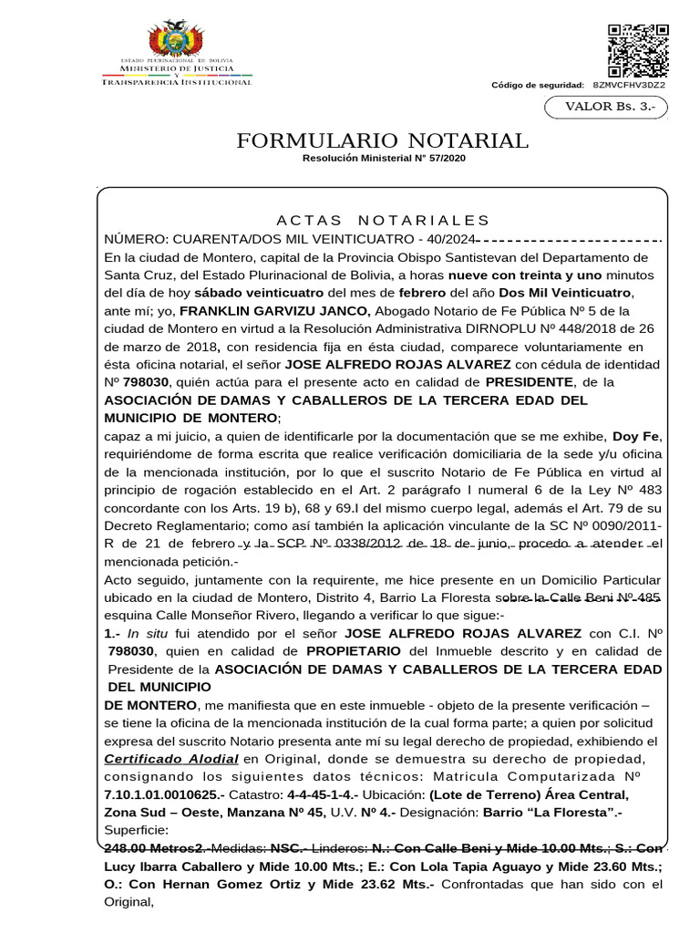 Formulario Notarial: Actasnotariales | PDF