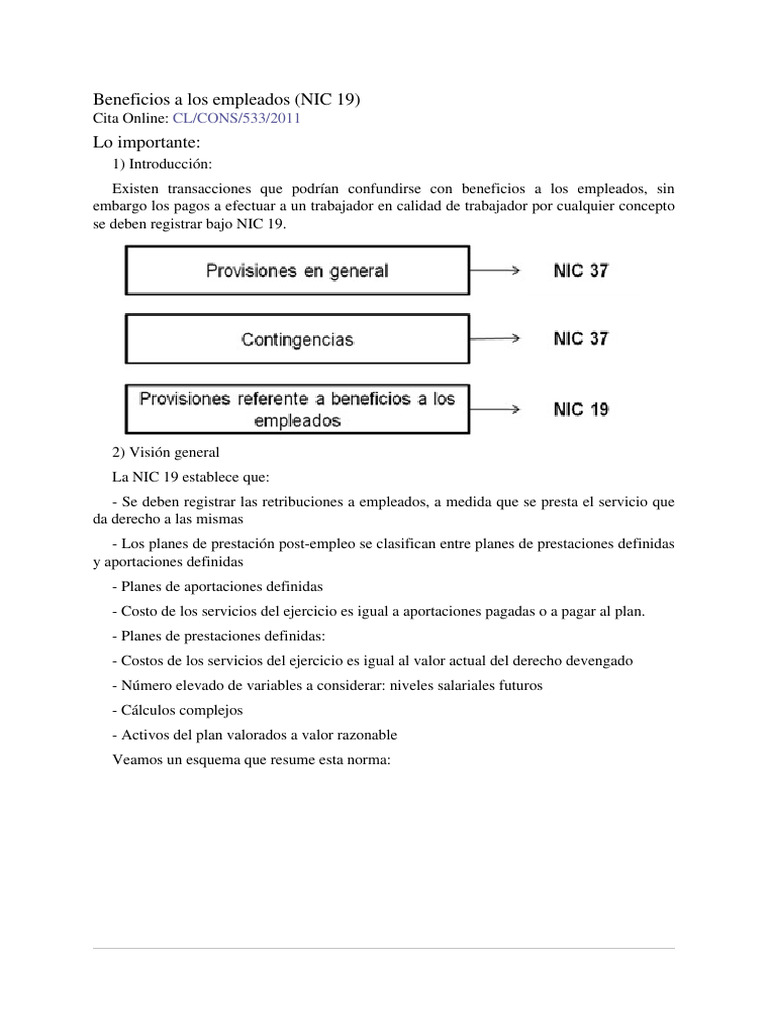 Beneficios a Los Empleados Niic 19 | PDF
