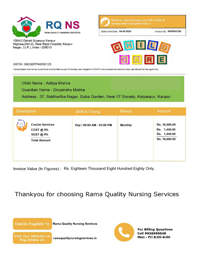 RQNS Bill Creche April24 GST | PDF