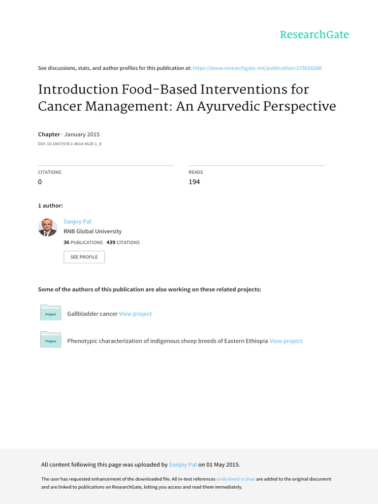 Food Based Interventions For Cancer | PDF